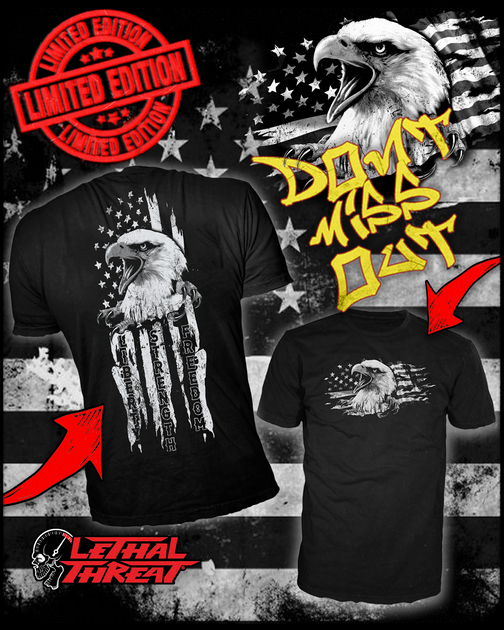 USA Rip Eagle Black Tee – Lethal Threat