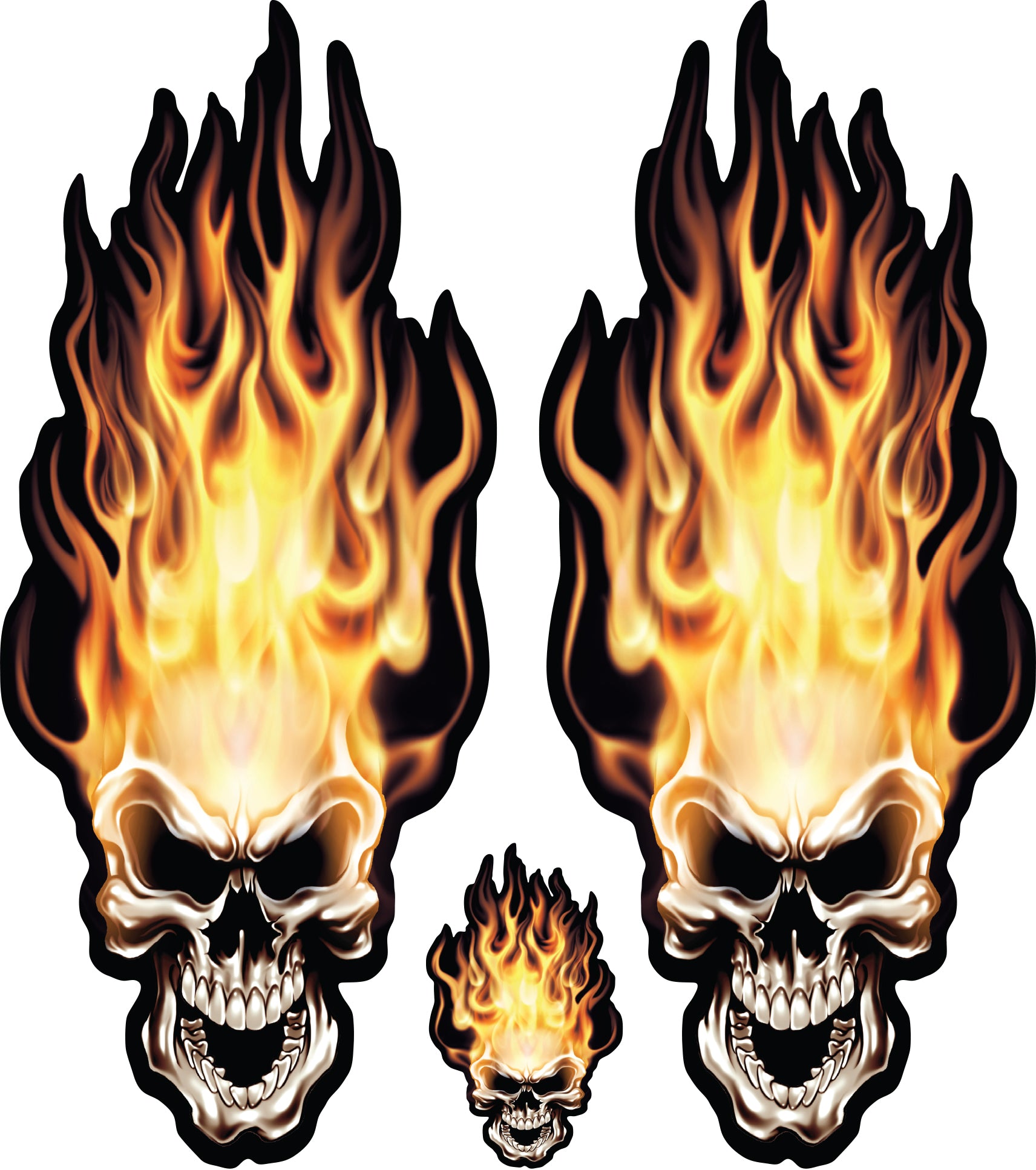 Flame Head Skull Decal Set – Lethal Threat