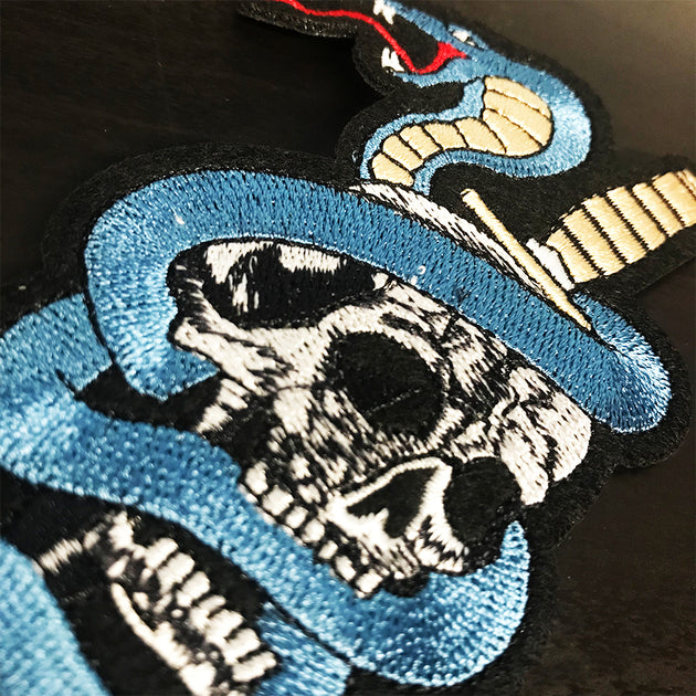 Cobra, Skull and Dagger Embroidered Snake Patch – Lethal Threat